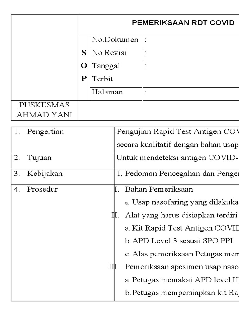 Pemeriksaan RDT Covid | PDF