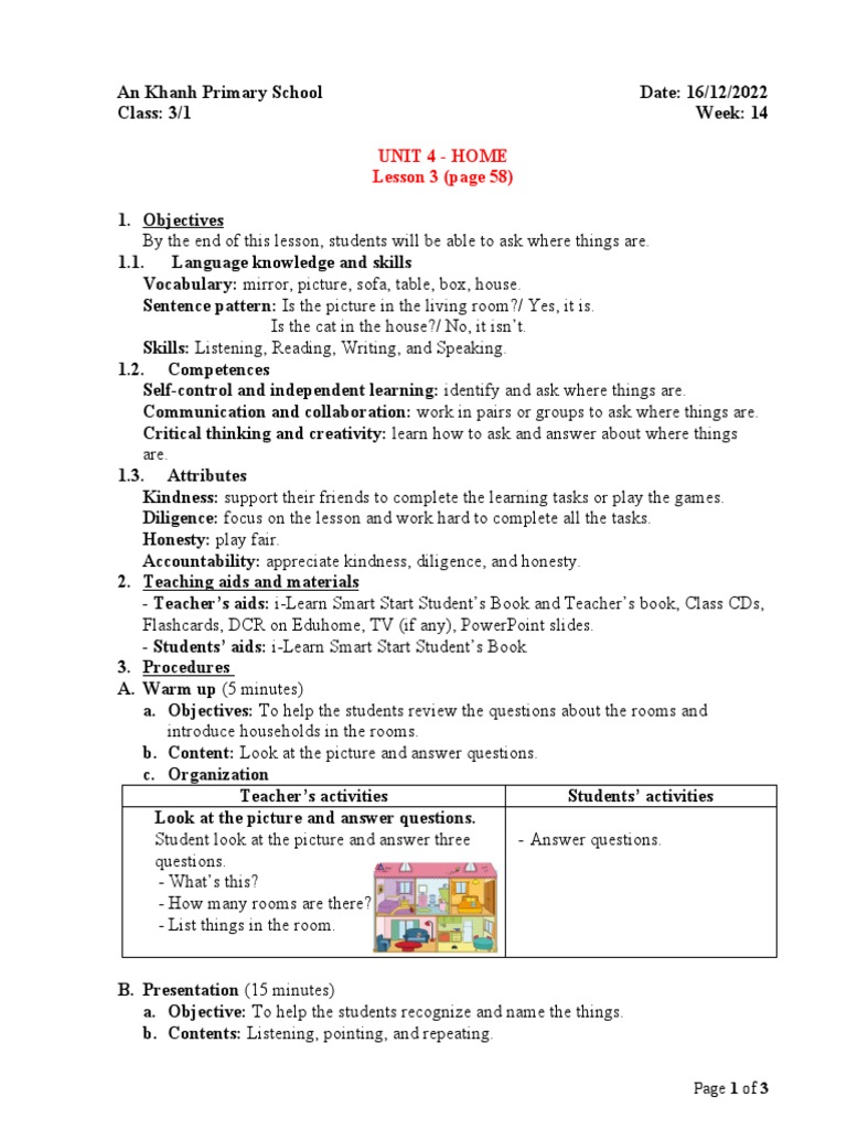 Unit 4 - Lesson 3 - Page 58 | PDF | Teachers | Flashcard