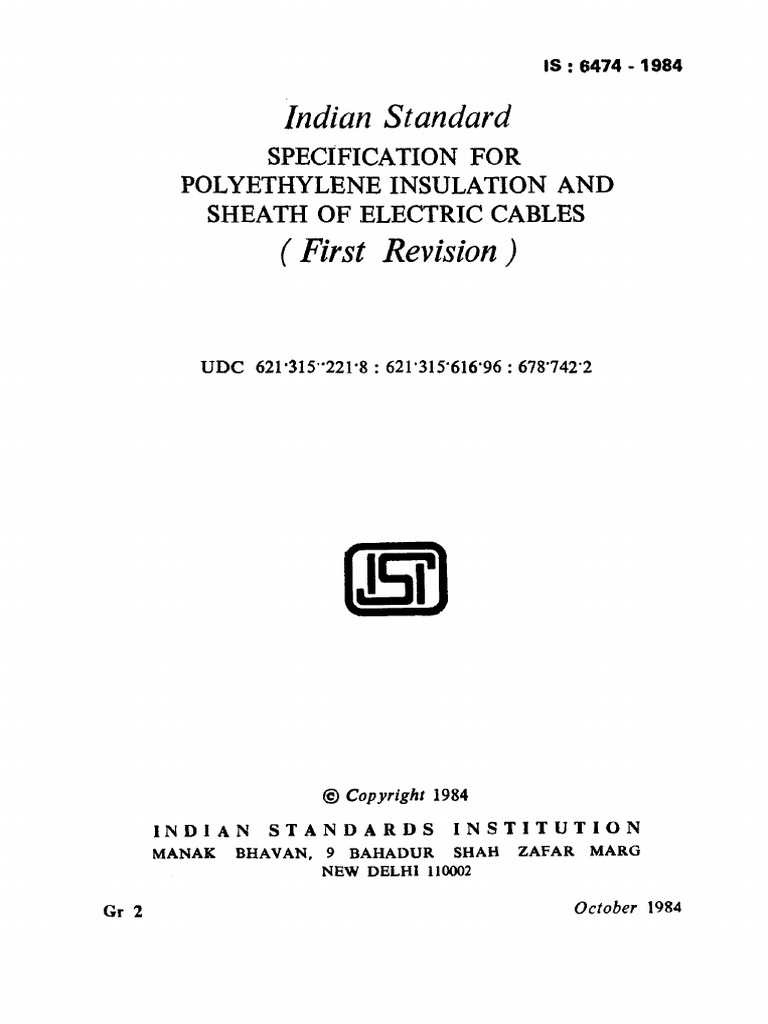 Is 6474-1984 - 2500 | PDF