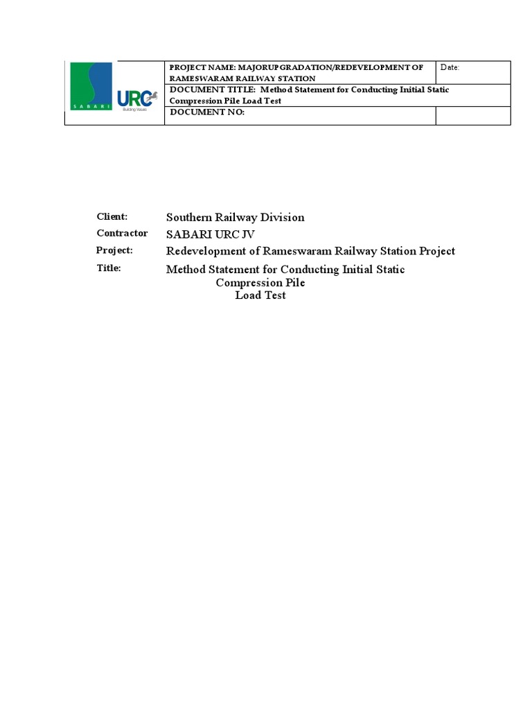 Pile Load Test - Method Statement | PDF