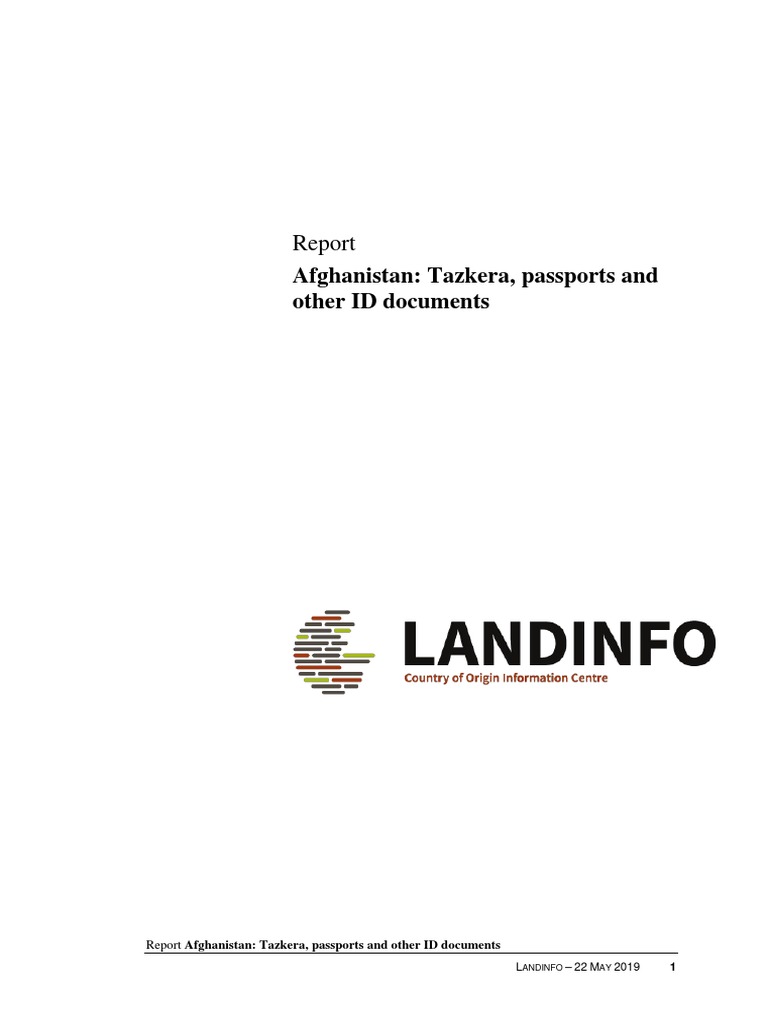 Afghanistan Tazkera Passports and Other ID Documents 22052019 Final | PDF