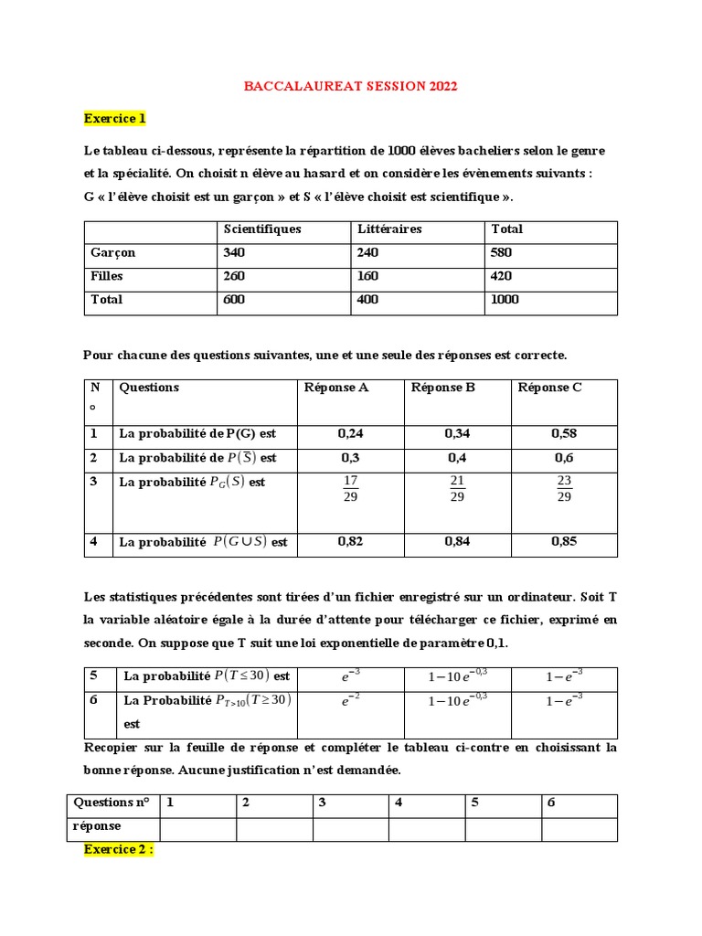 Baccalaureat Session 2022 Serie d Mauritanie | PDF