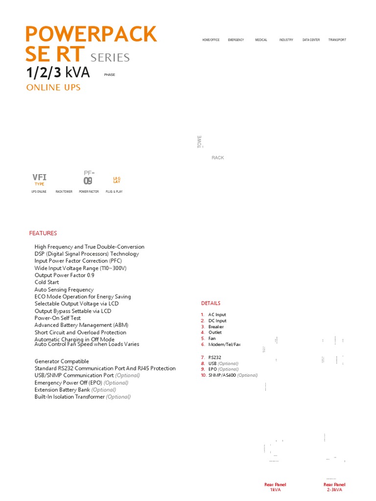 Powerpack Se RT Series 1 2 3 Kva | PDF