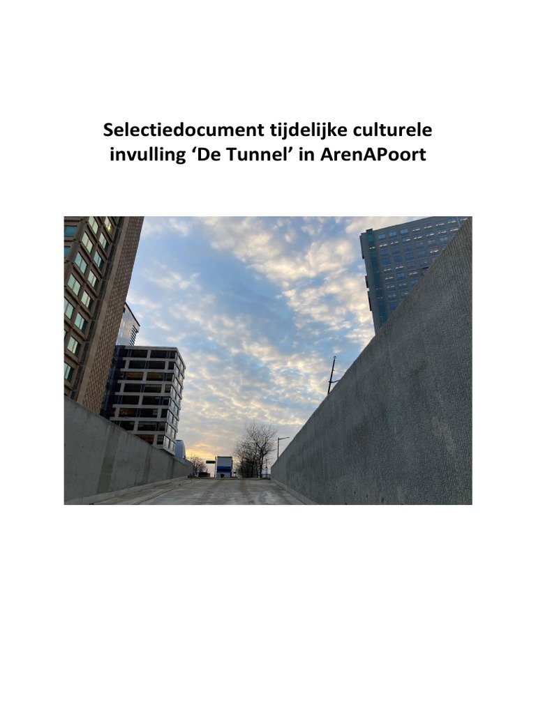 Selectiedocument Tijdelijke Culturele Invulling de Tunnel Arenapoort ...