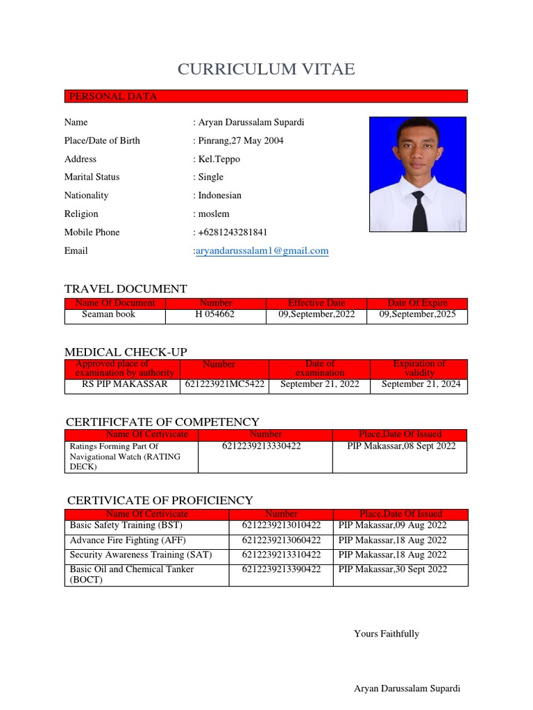 CV Aryan Darussalam Supardi | PDF