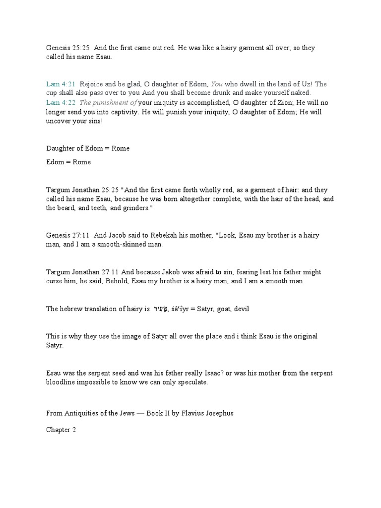 Esau: The Red-Haired Edomite | PDF | Books Of The Hebrew Bible | Old ...