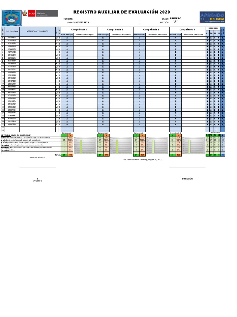 REG AUX PRIMARIA Para Arrojar Porcentajes | PDF