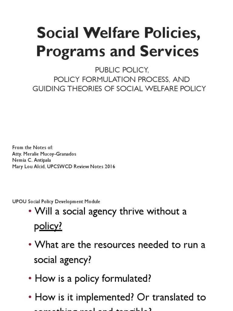 Social Welfare Policy Framework Overview | PDF | Policy | Bill (Law)