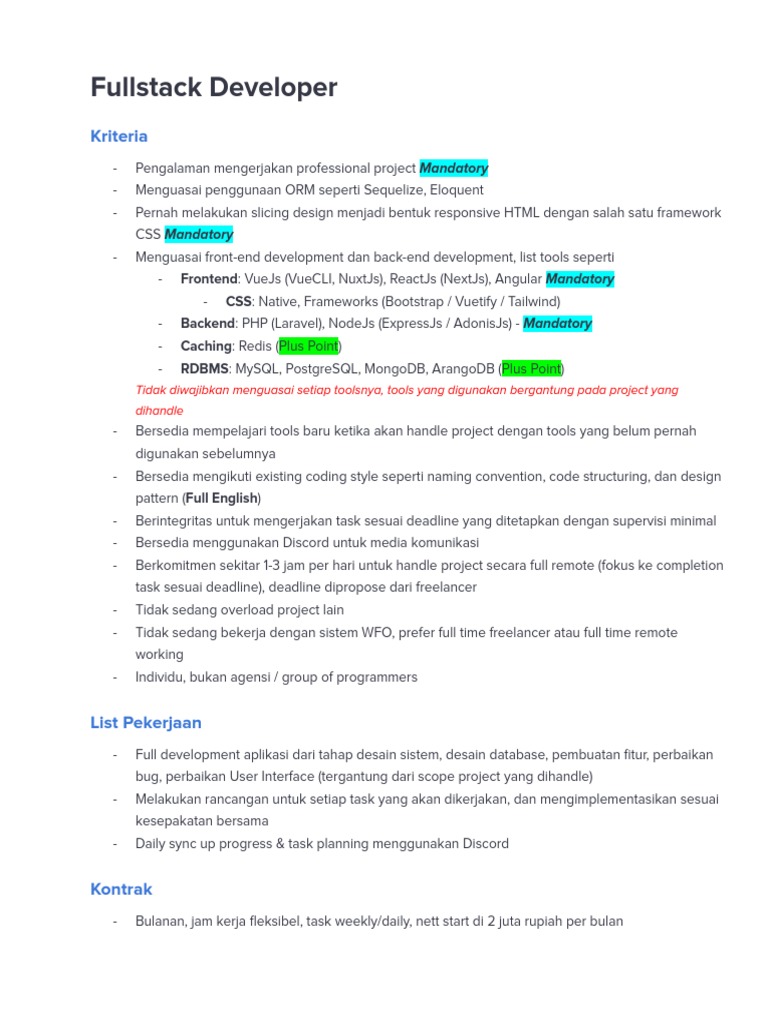 Lowongan Fullstack Developer Remote | PDF | Seni | Komputer
