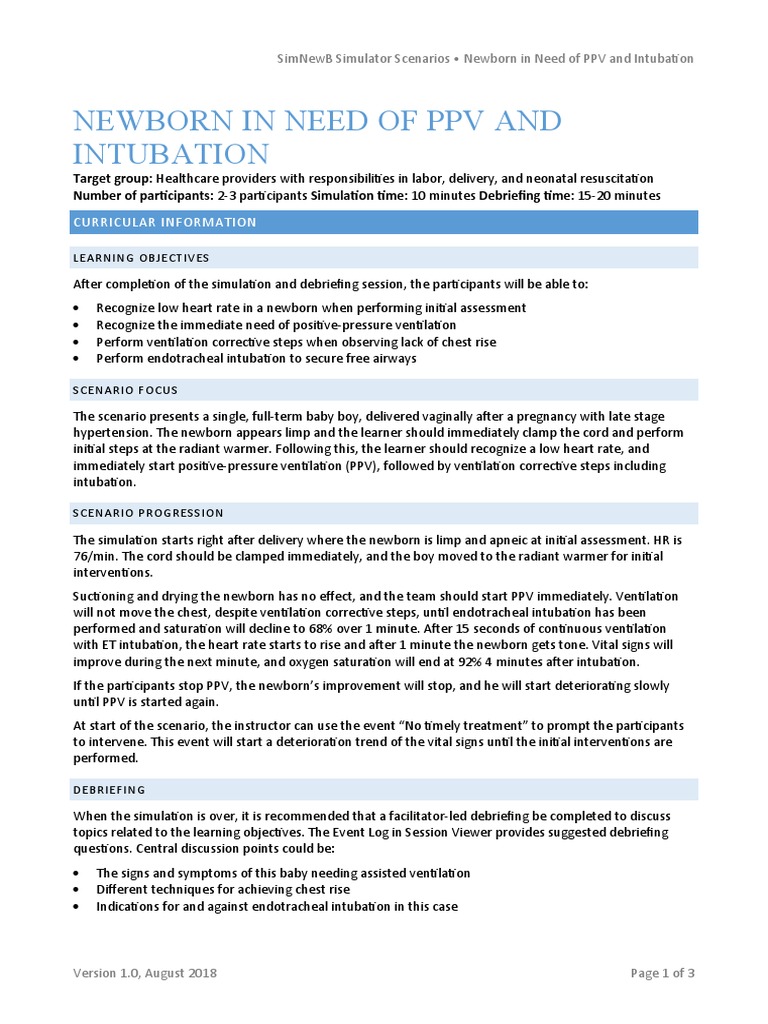 Newborn PPV and Intubation Simulation | PDF | Childbirth ...