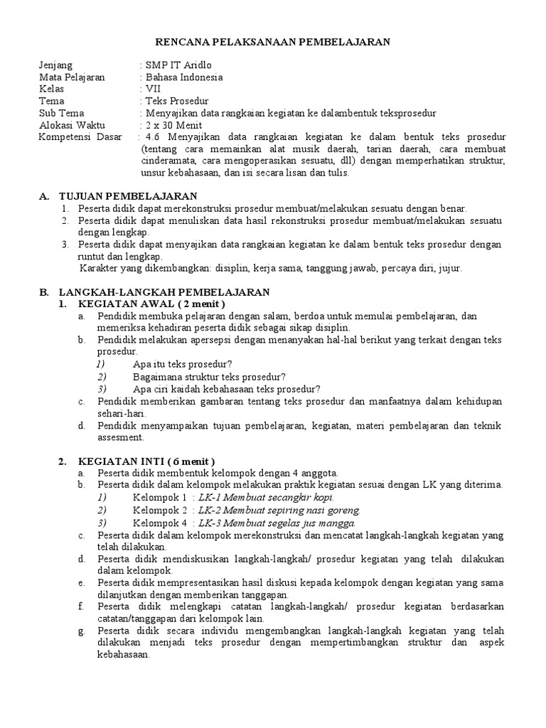 RPP Teks Prosedur | PDF