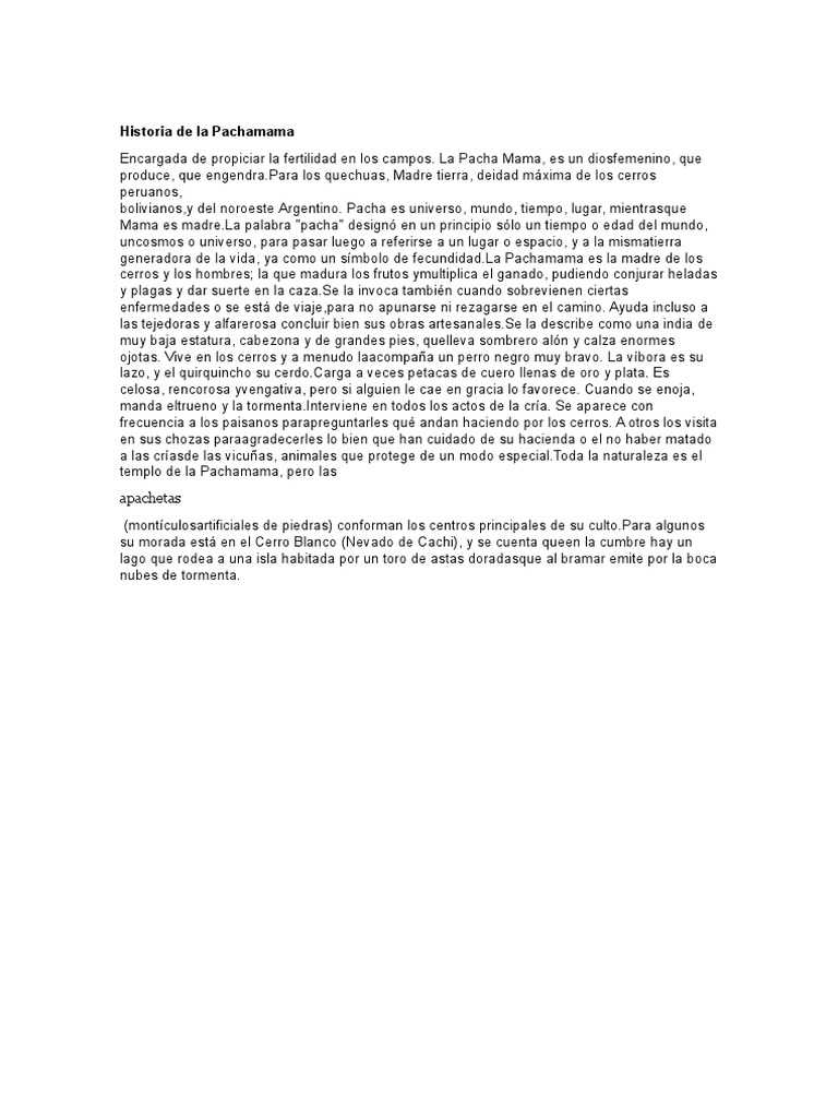 Historia de La Pachamama | PDF | Historia