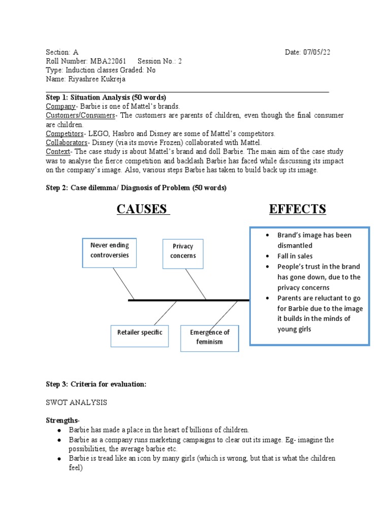 Barbie Case Study - Riyashree Kukreja | Download Free PDF | Barbie | Brand