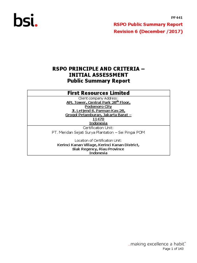 EN MY Report PT Meridan Sejati Surya Plantation Sei Pingai POM Approved | PDF | Audit | Internal ...