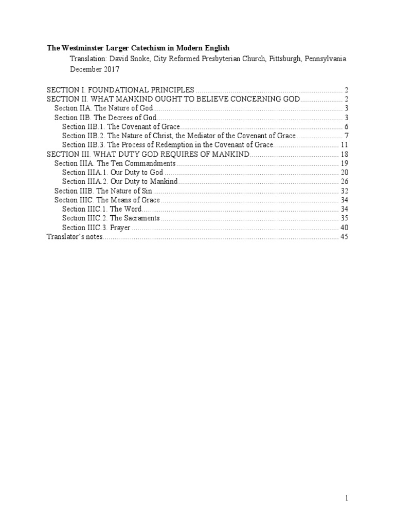 Westminster Larger Catechism | PDF