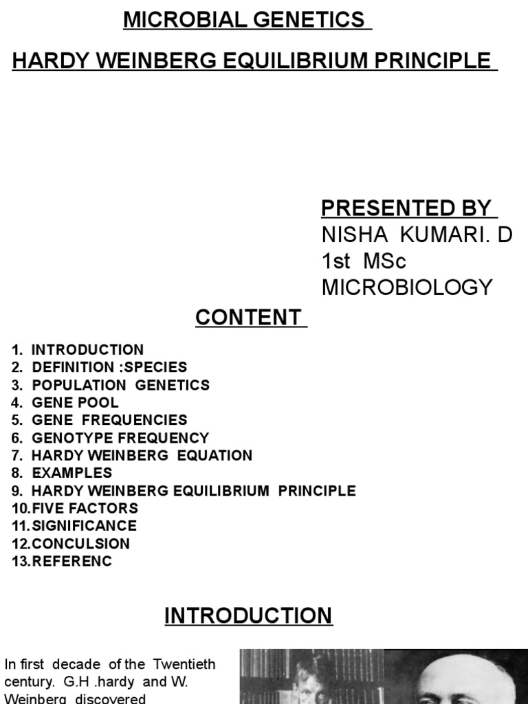Nisha Hardy Weinberg Equilibrium Principle | PDF