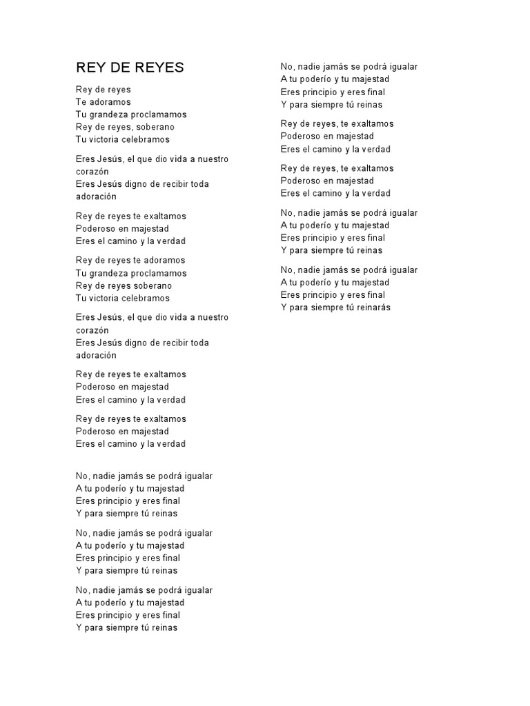 REY DE REYES Letra | PDF