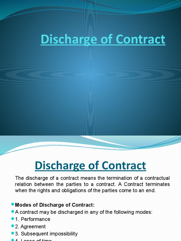 Understanding Contract Discharge Methods | PDF | Breach Of Contract ...