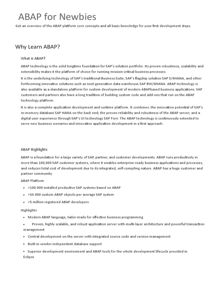 ABAP For Newbies | PDF