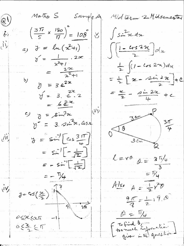 MaS MidTerm2 Sample Exam Paper A Solutions | PDF