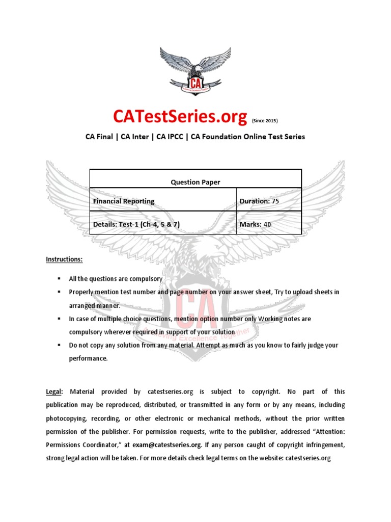 Final New Financial Reporting Test 1 Batch Starts 6th Mar Test Paper ...