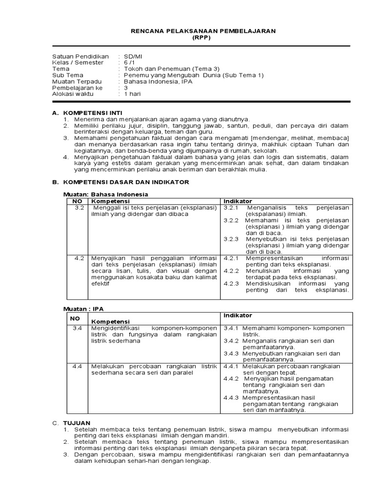 RPP Kelas 6: Tokoh dan Penemuan | PDF | Karier & Perkembangan | Seni & Disiplin Bahasa