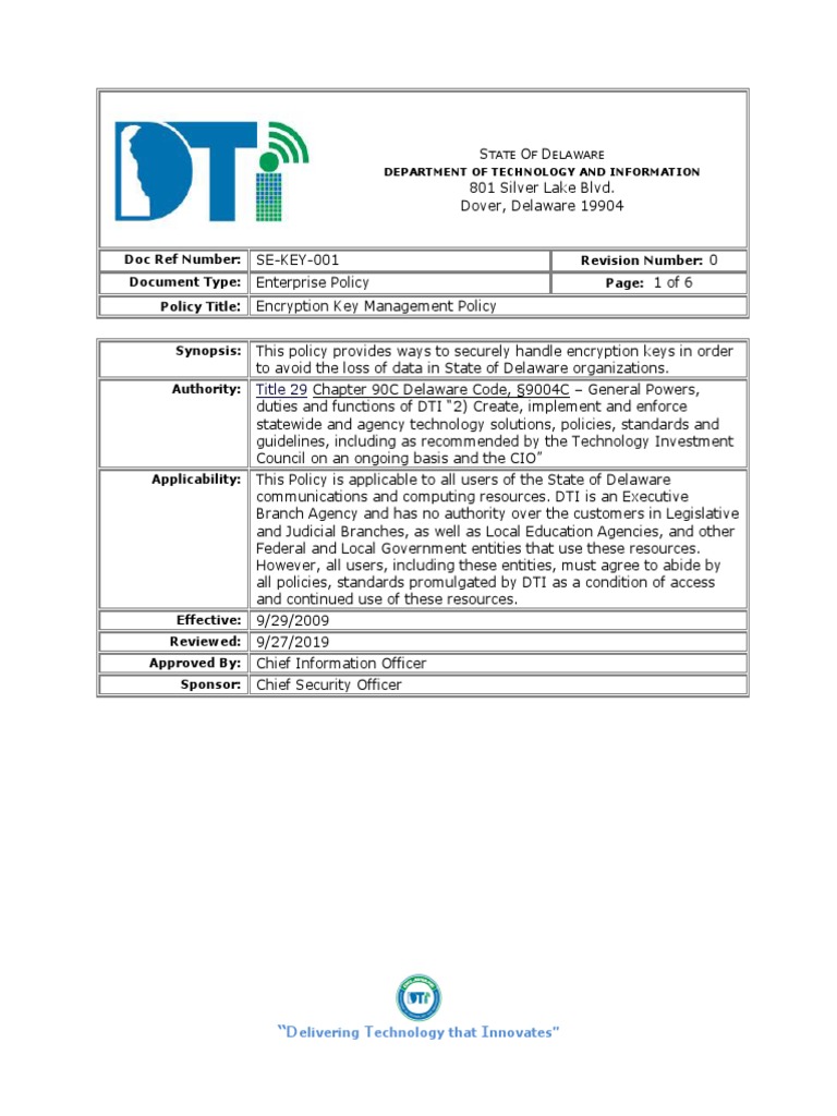 Encryption Key Management Policy | PDF
