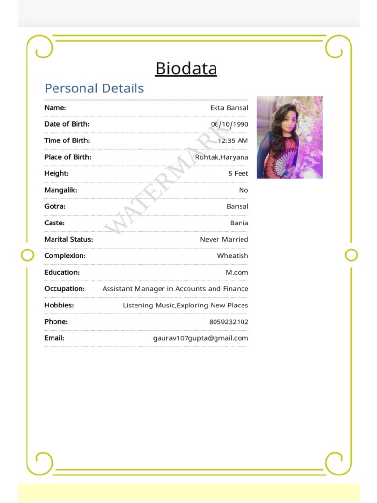 Ekta Biodata | PDF