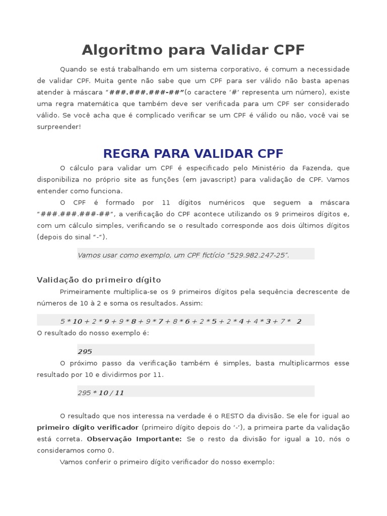 Regra CPF | PDF