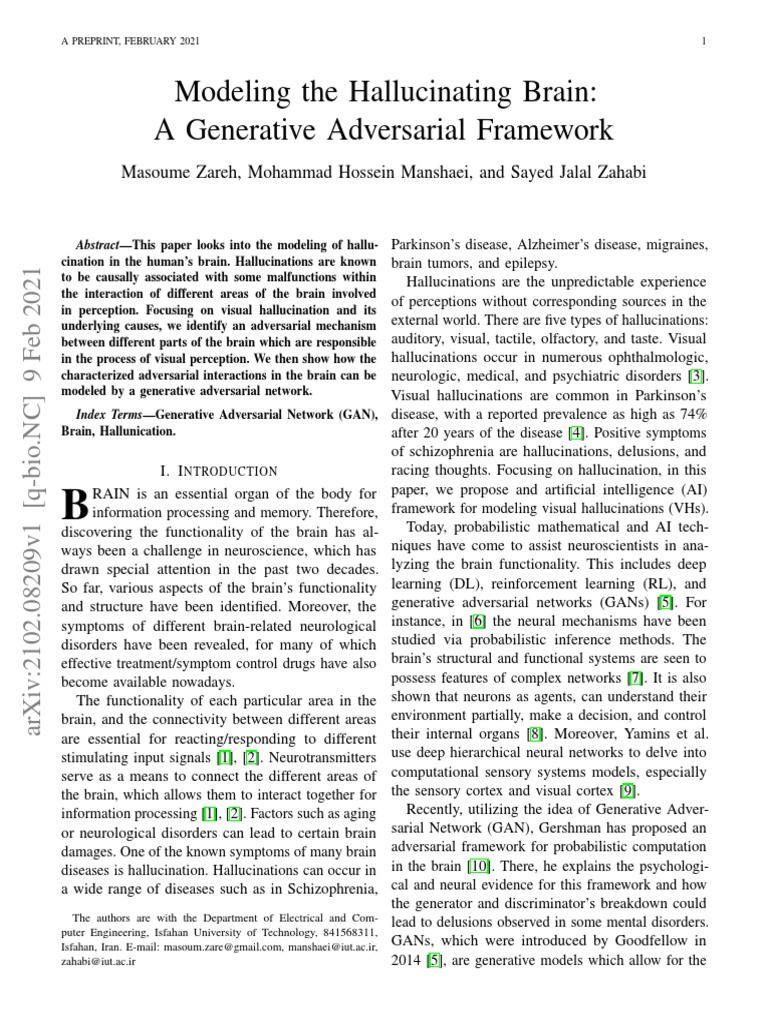 Generative Adversarial Model for Hallucinations | PDF