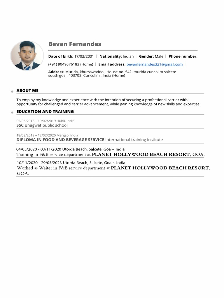 CV - Bevan Fernandes | PDF