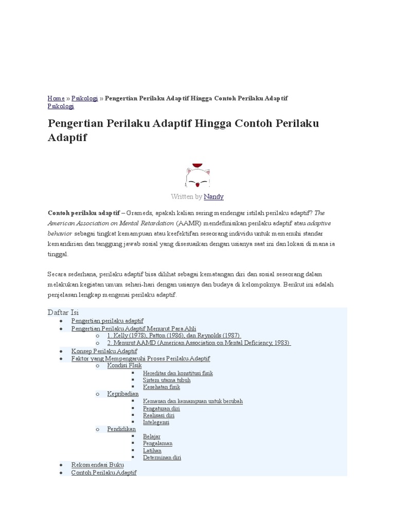 Pengertian Perilaku Adaptif Hingga Contoh Perilaku Adaptif: Home ...