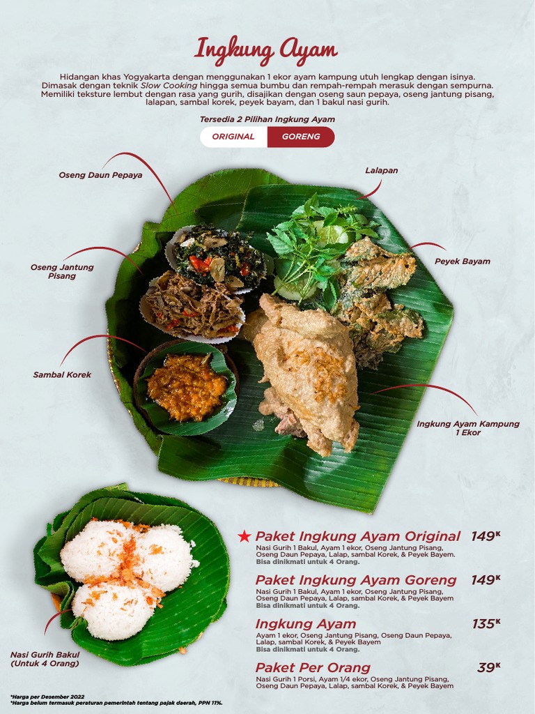 Menu dan Harga Kandang Ingkung | PDF