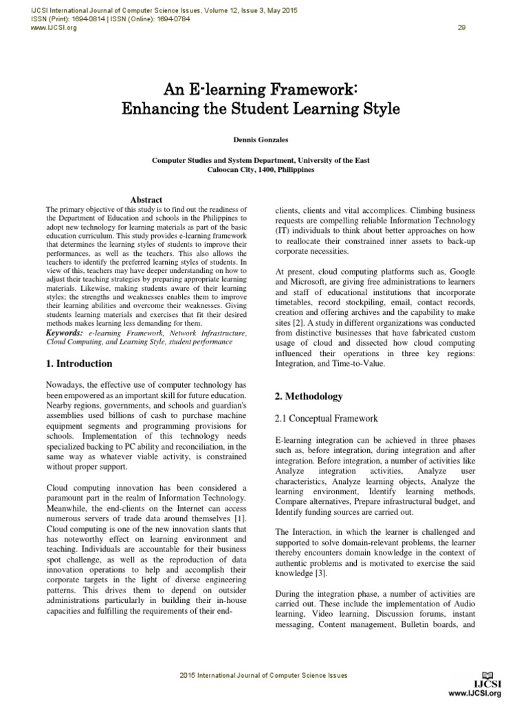 Gonzales-2015-An E-Learning Framework-Enhancing The Student Learning Style | Download Free PDF ...