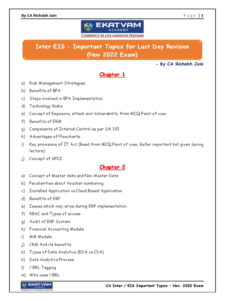 @CAInterLegends EIS SM Important Topics List | PDF | Strategic Management | Cloud Computing