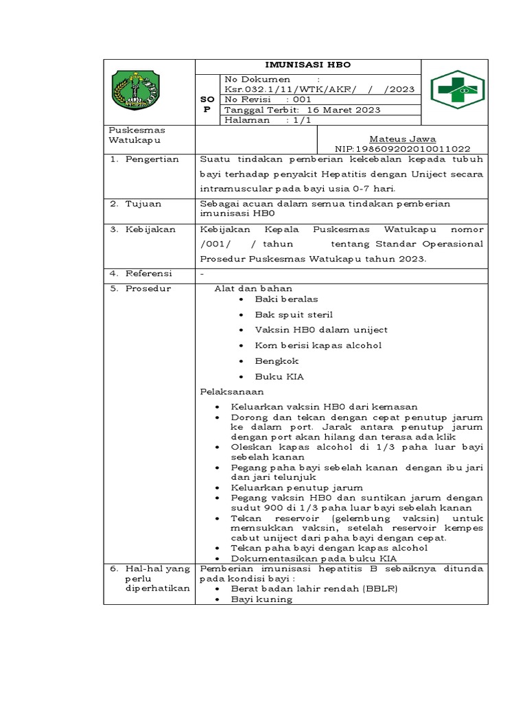 Imunisasi Hbo | PDF | Kesehatan Holistik