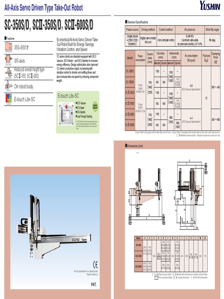 SC-350S/D, SC - 350S/D, SC - 600S/D: All-Axis Servo Driven Type Take ...