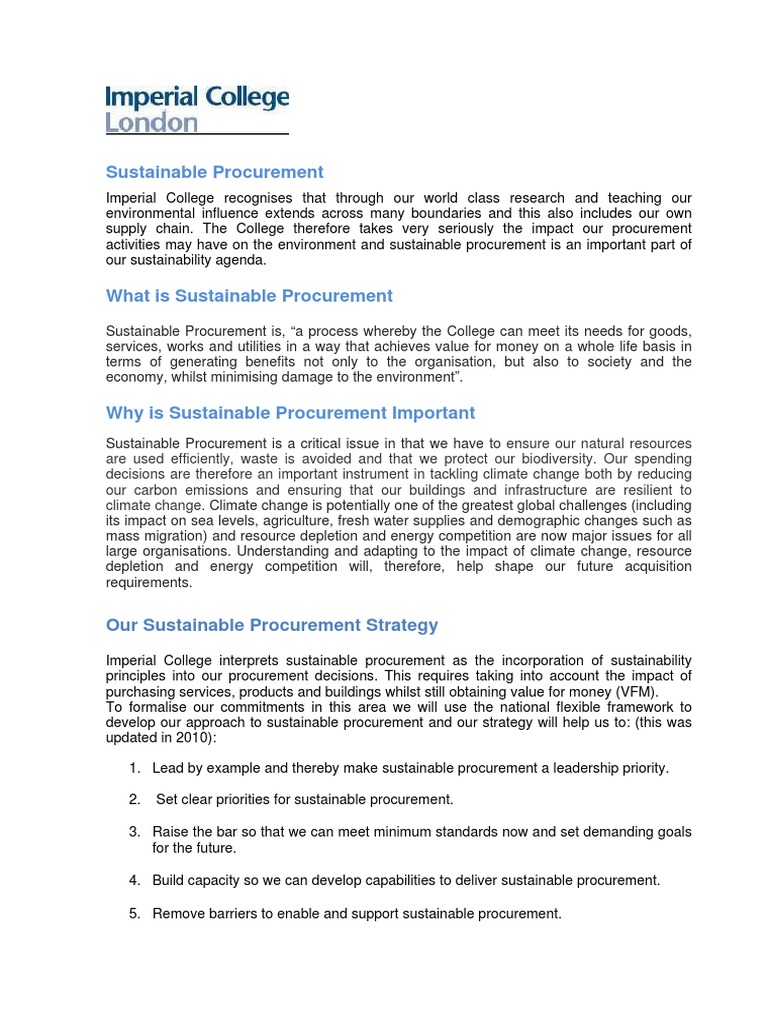 Sustainable Procurement Strategy | PDF | Sustainability | Procurement