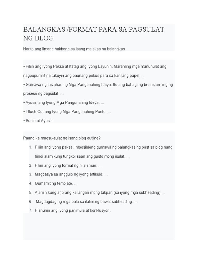 1.13 Format Sa Pagsusulat NG Blog | PDF