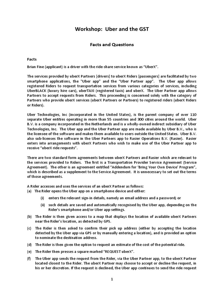 Uber and GST Workshop - Facts and Questions | PDF | Mobile App | Statutory Interpretation