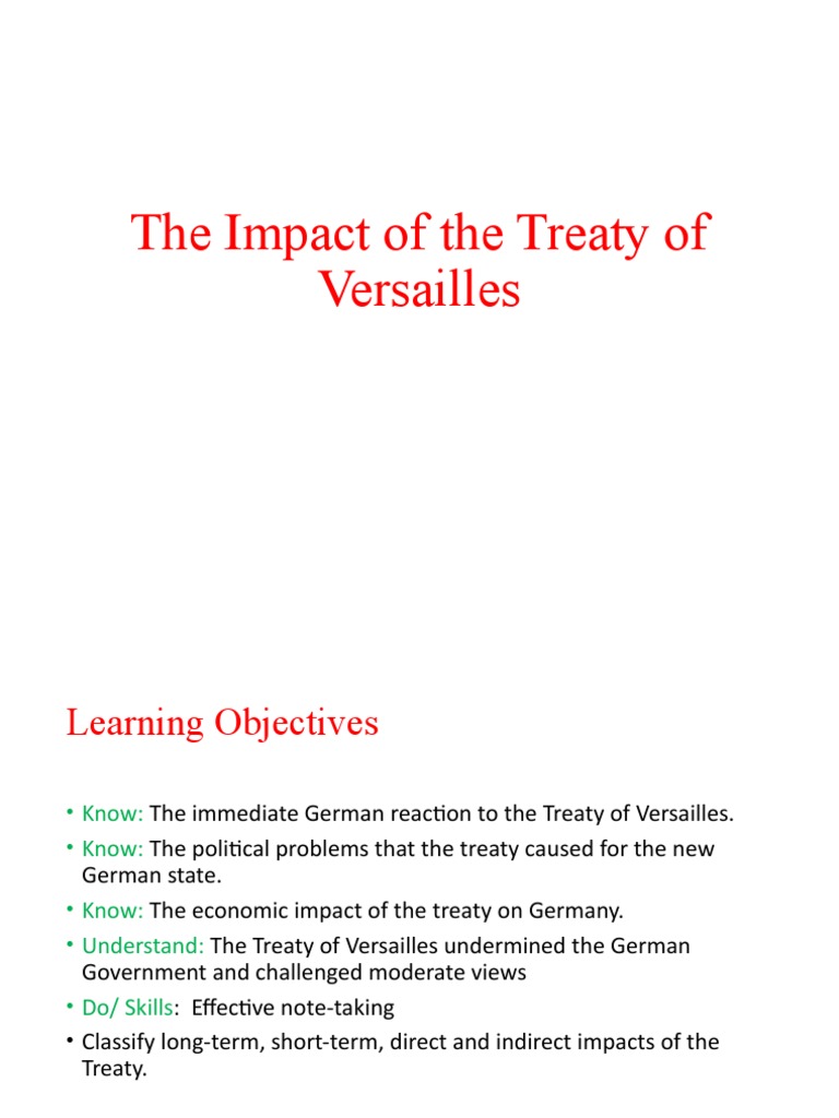 The Impact of the Treaty of Versailles | PDF