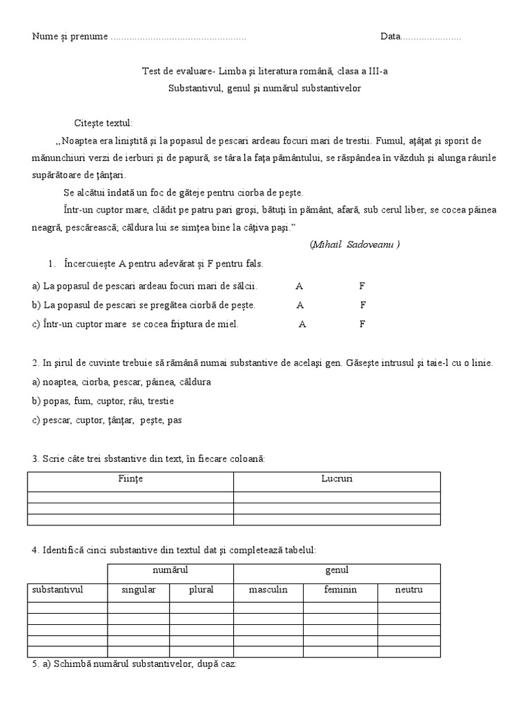 Dumitru Liliana Test de Evaluare Limba Si Literatura Romana ...