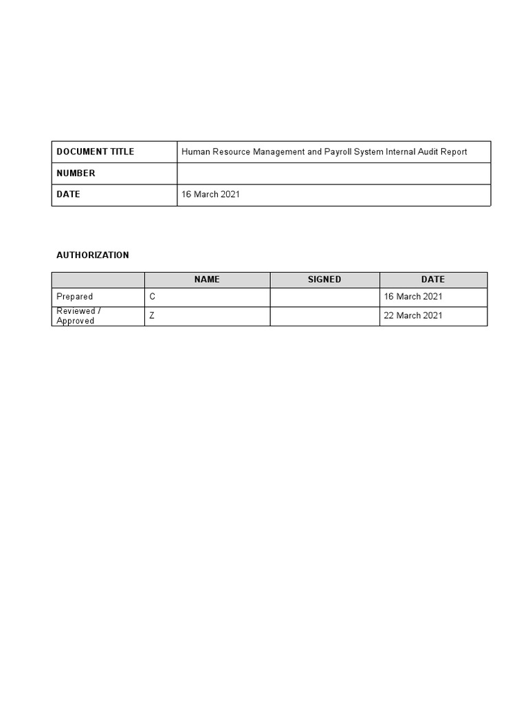 Final - Human Resource Management and Payroll System Internal Audit ...