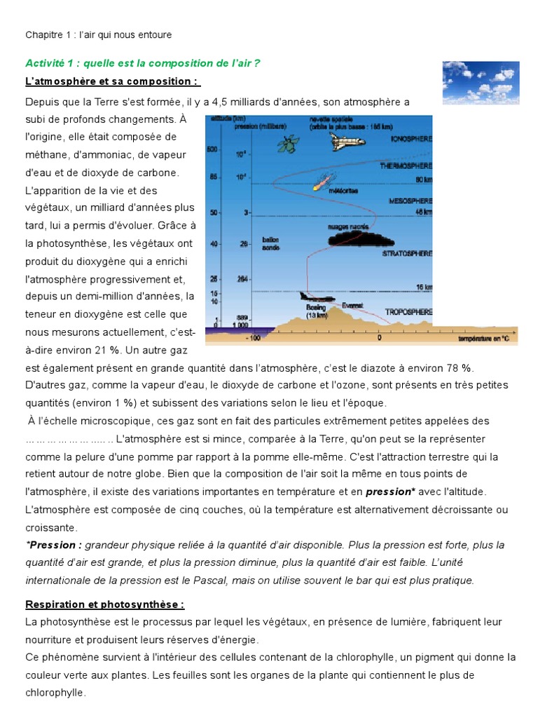 Composition de l'air et atmosphère | PDF | Sciences et mathématiques ...