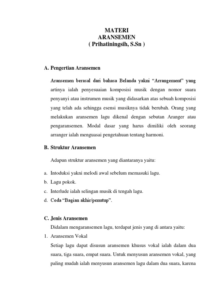 Struktur dan Teknik Aransemen Musik | PDF