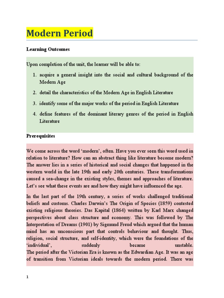 Modern Period B.A. NOTES | PDF | Poetry | Literary Modernism