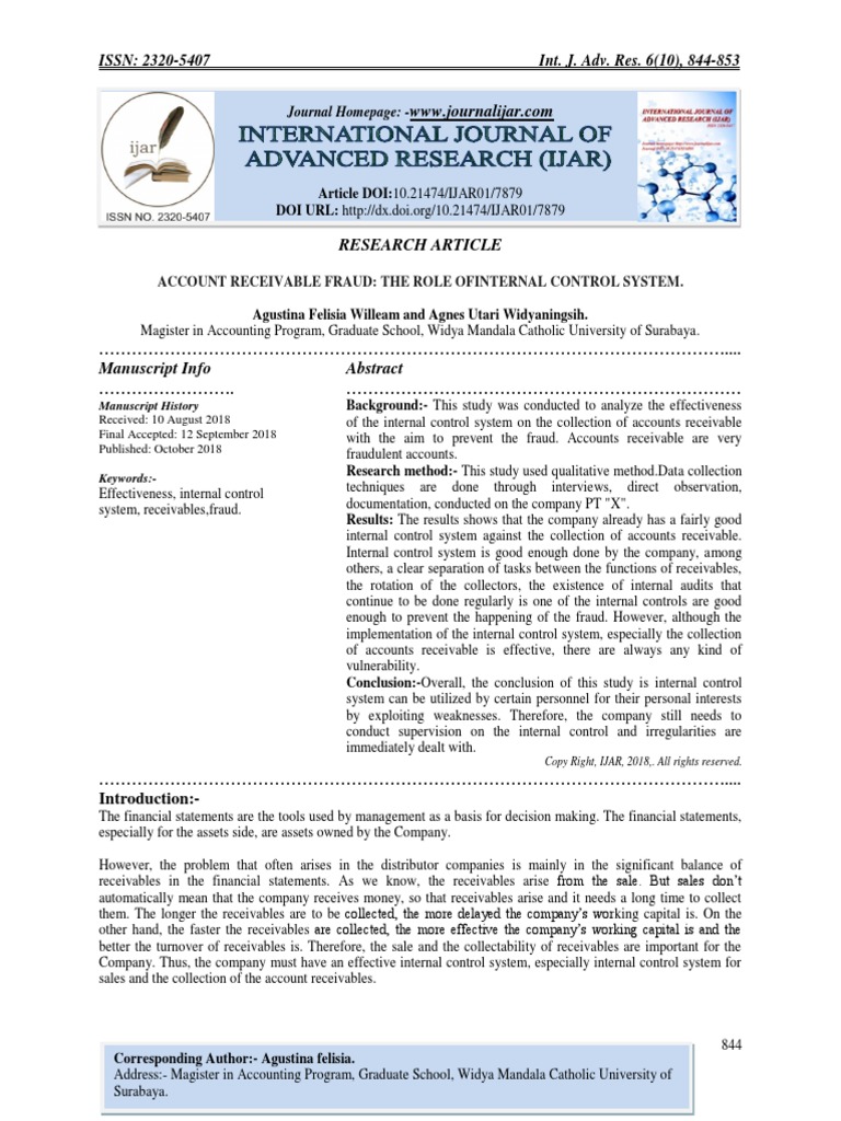 Account Receivable Fraud The Role Ofinte | PDF