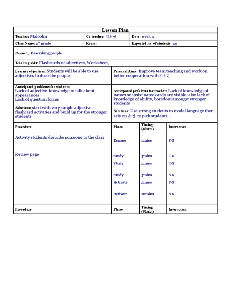 Lesson - Plan - 5th Grade Week 4 | PDF