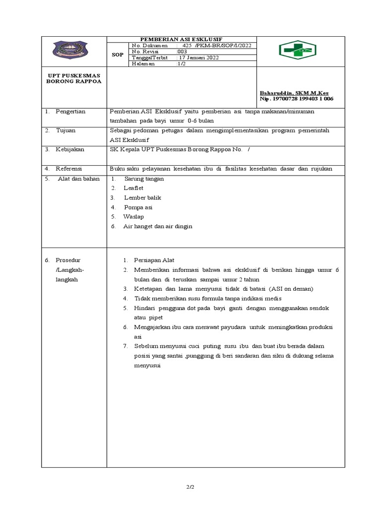 Sop Asi Eksklusif | PDF