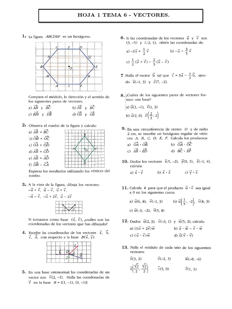 Hoja 1 Tema 6 Vectores | PDF